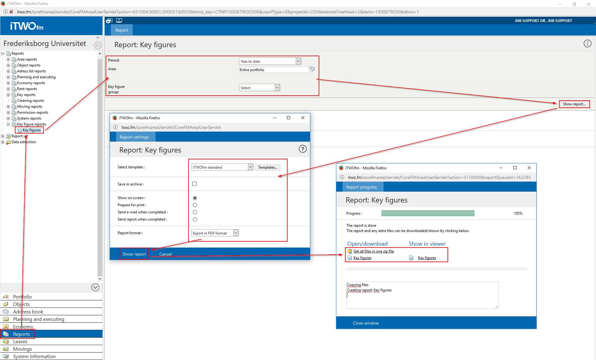 Find key figures – SupportCenter