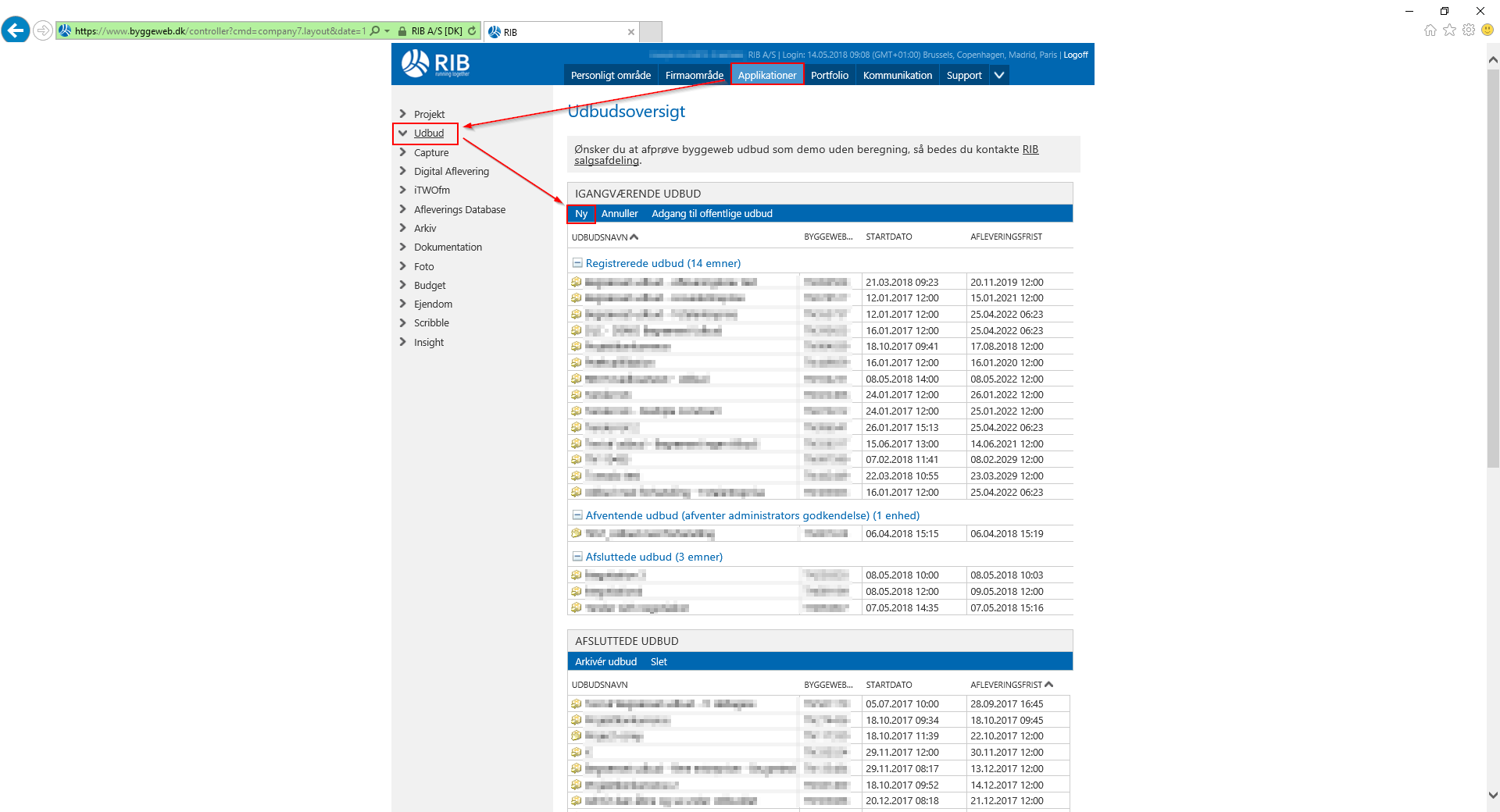 Opret et udbud – SupportCenter